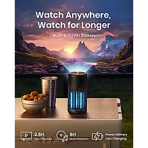 Nebula Anker Capsule 3 Laser 1080p, Smart, Wi-Fi, Mini Projector, Black, Portable Projector, Laser Projector, Autofocus, 120-Inch Picture, Built-in Battery, 2.5 Hours of Playtime (Renewed)