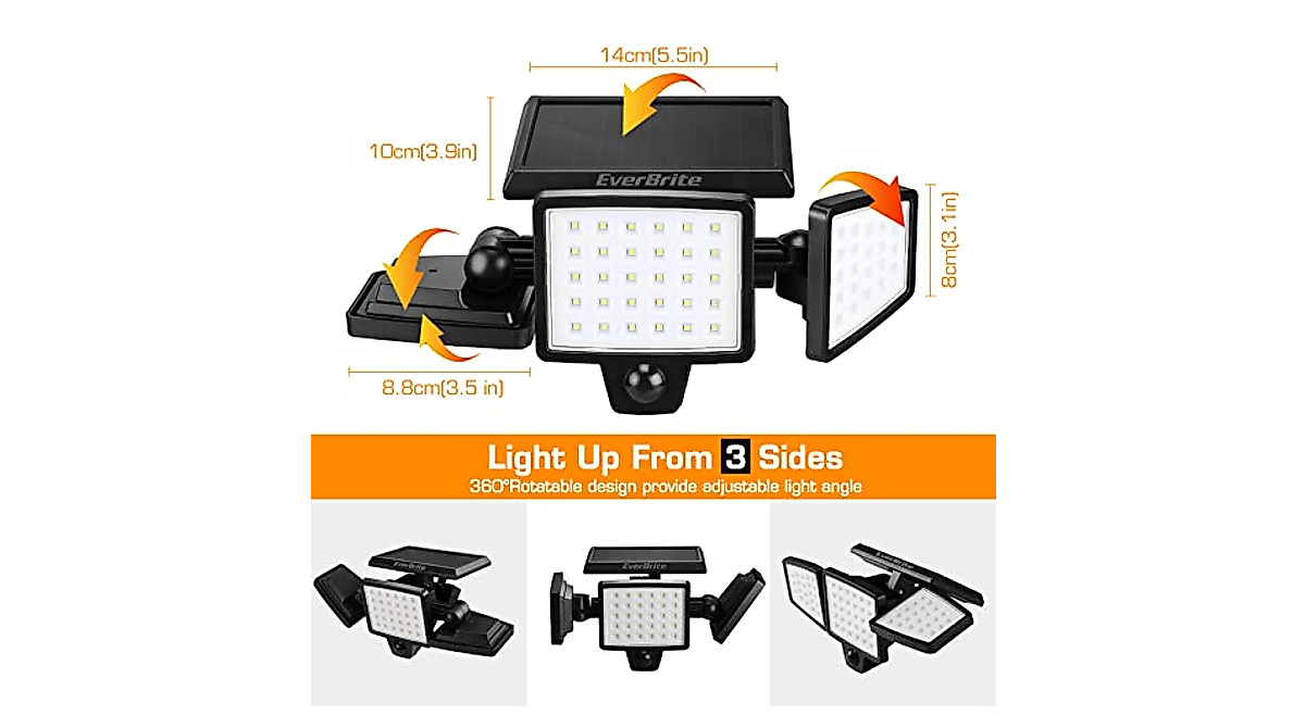 EverBrite Solar Outdoor Lights - Bright, Motion Sensor Security