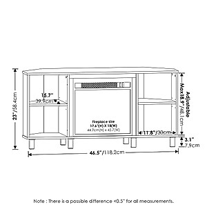 Furinno Jensen Corner Fireplace TV Stand with 4 Open Compartments for TV up to 55 Inches, French Oak Grey