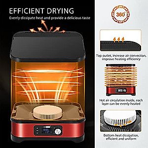 VIVOHOME Food Dehydrator Machine, 8 Trays Meat Hydrator with 48H Digital Timer and Temperature Adjustable 95-176℉ for Fruit Vegetable Beef Jerky Maker, BPA Free, Silicone Trivet Tong Included, Red