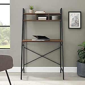 Walker Edison Industrial Wood and Metal X-Back Ladder Desk Home Office Workstation, 56 Inch, Grey Wash