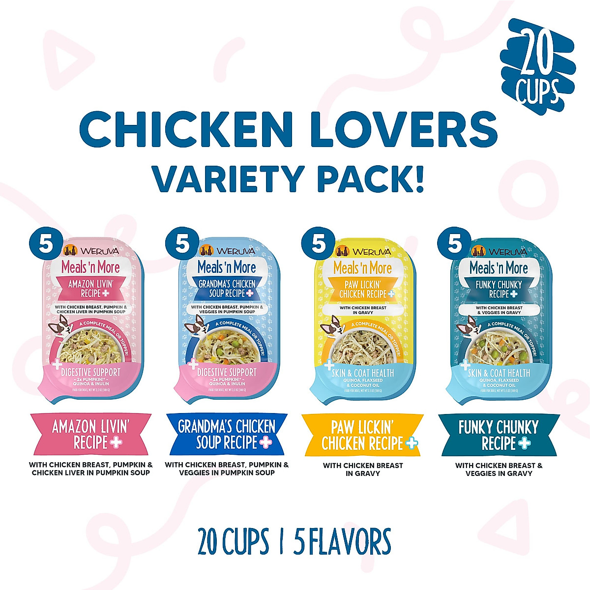 Weruva Meals 'n More Chicken Lovers Variety Pack, Canned Dog Food, 3.5oz Each (20 Count)