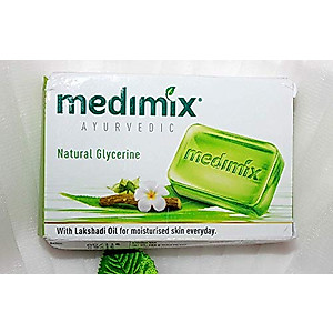 Medimix Herbal Handmade Ayurvedic Soap with Natural Glycerine With Lakshadi Oil for Dry Skin Pack of 10 (10 x 125 g)
