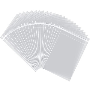 AIRSUNNY 100PCS 5-1/2" x 7-1/4" Crystal Clear, Protective Polypropylene Storage Bags, with Flap, 100 Bags