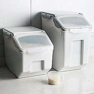 UPKOCH Rice Storage Container Rice Bucket Pantry Food Storage Jar Container Food Storage Bin for Flour Sugar Baking Supplies (Size L Grey)