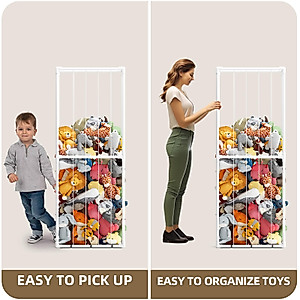 Glaf Stuffed Animal Storage Toy Organizer Corner Plush Zoo Toys Holder Large Standing Kids Shelf with Adjustable Length Elastic Band for Toddler Boys Girls for Bedroom Nursery Play Room