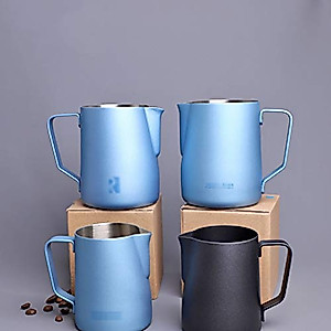 Gravy Boat 304 Stainless Steel Pointed Mouth Milk Foam cup Coffee can Personalized Butter can Pitcher Coffee Utensils Suitable for Latte Cappuccino Cocoa Sauce Jug (Color : 2 blue)