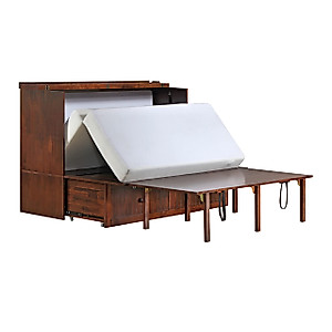 Murphybedz Tuscany Murphy Cabinet Chest Bed with Charging Station 6 Inch, Queen (Tobacco)