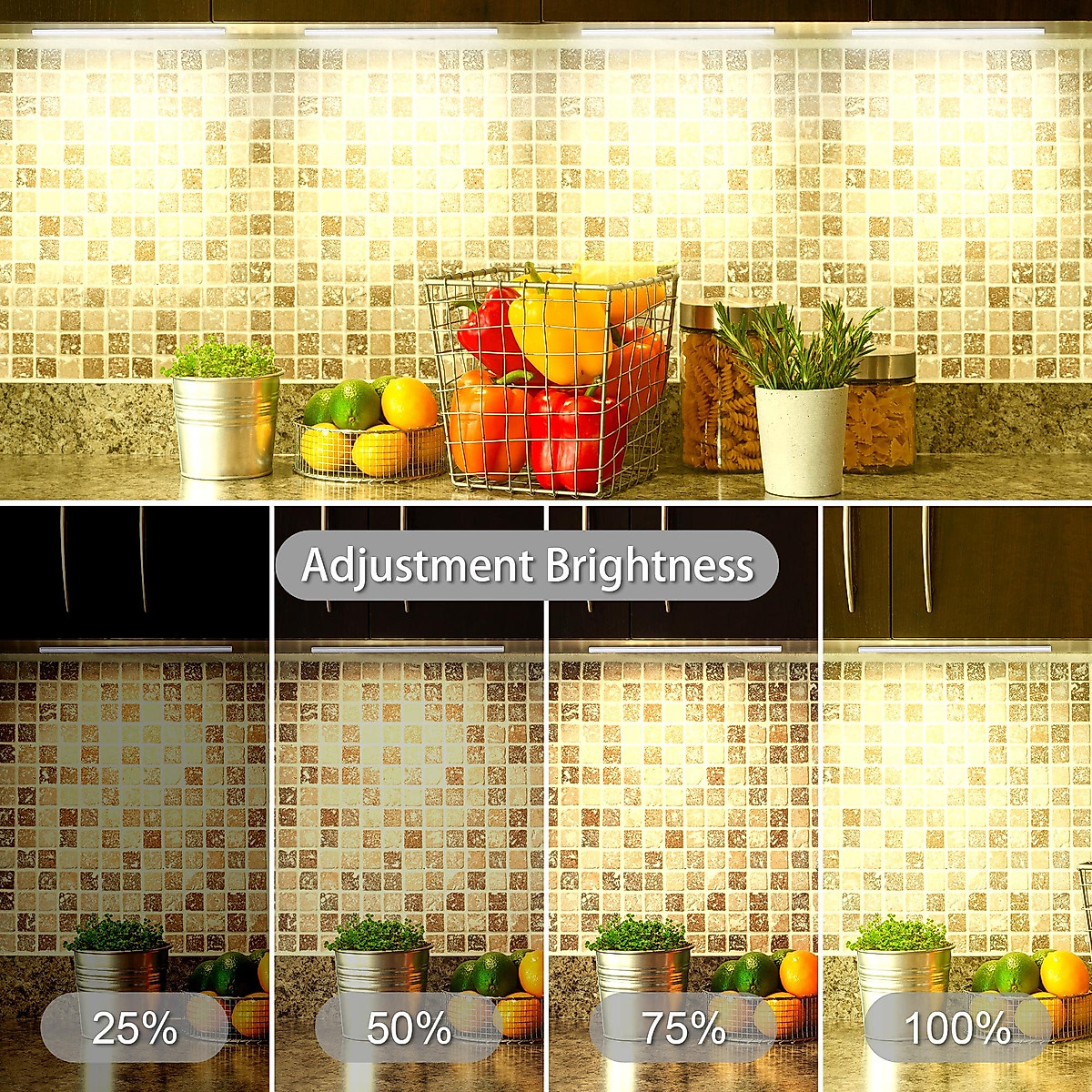 PHLSTYLE Under Cabinet Lights Plug in, 3 Pcs 12 Inch Under Cabinet Lighting, 2700K Warm White Closet Lights for Kitchen, Dimmable Under Counter Lights for Cupboard, Shelf, Workbench, Desk, Bookcase