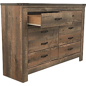 Signature Design by Ashley Trinell Rustic Youth 6 Drawer Children's Dresser with Nailhead Trim, Warm Brown