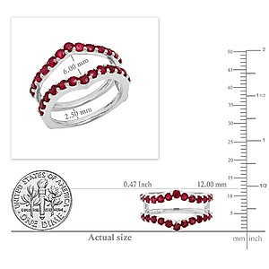 Dazzlingrock Collection Round Ruby Double Guard Wedding Band Enhancer Ring for Women in 14K White Gold, Size 8