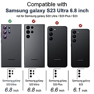 Hoerrye for Samsung Galaxy S23 Ultra Camera Lens Protector, Case-Friendly, 9H Tempered Glass Anti-Scratch, Space Titanium Military-Grade Protection Circle, Removal Tool (Colorful)