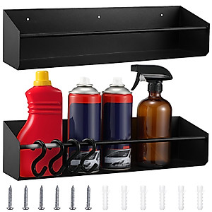 Yousoontic 2 Pack Aerosol Spray Can Rack Organizer Holder Paint Bottle Storage Rack Steel Wall Mount Shelf Enclosed Race Trailer Garage Storage Accessories for Garage Home Workspace(Black)