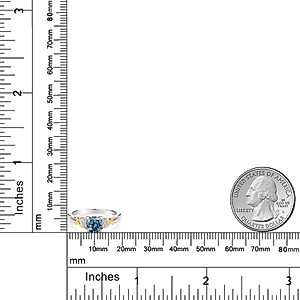 Gem Stone King Customized Personalized Engraved Build Your Own Cushion Cut Birthstone 925 Silver and 10K Yellow Gold Lab Grown Diamond Engagement Ring (Size 7)