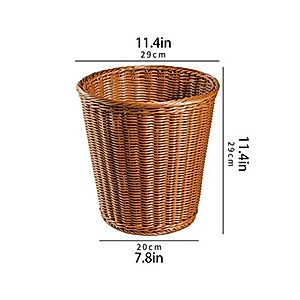Trash can Rattan Trash Can Handmade Retro Garbage Bin for Kitchen Bathroom Office Living Room,Round Woven Waste Basket Wastebasket Bin (Color : Ax2)