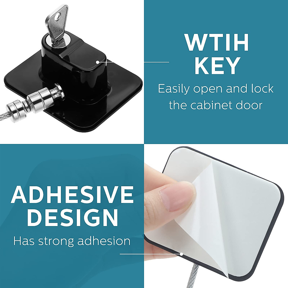 12 Pack Refrigerator Lock with 12 Keys Fridge Locks Combination Adhesive Child Safety Cabinet Lock Freezer Door Lock for Kid Child Adult File Drawer Kitchen Appliance Furniture Closet (Black)