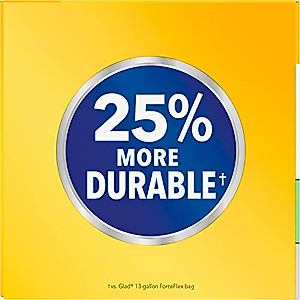 Glad ForceFlex MaxStrength Tall Kitchen Drawstring Trash Bags, 13 Gallon, 50% Recovered Plastic, Lemon Fresh, 45 Count