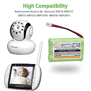 Pickle Power 1100mAh 2 Pack MBP33 Replacement Battery for Motorola Baby Monitor MBP27T MBP33 MBP33S MBP33PU MBP33BU MBP33P MBP36 MBP36S MBP36PU MBP35 MBP41 MBP43 MBP18 CB94-01A