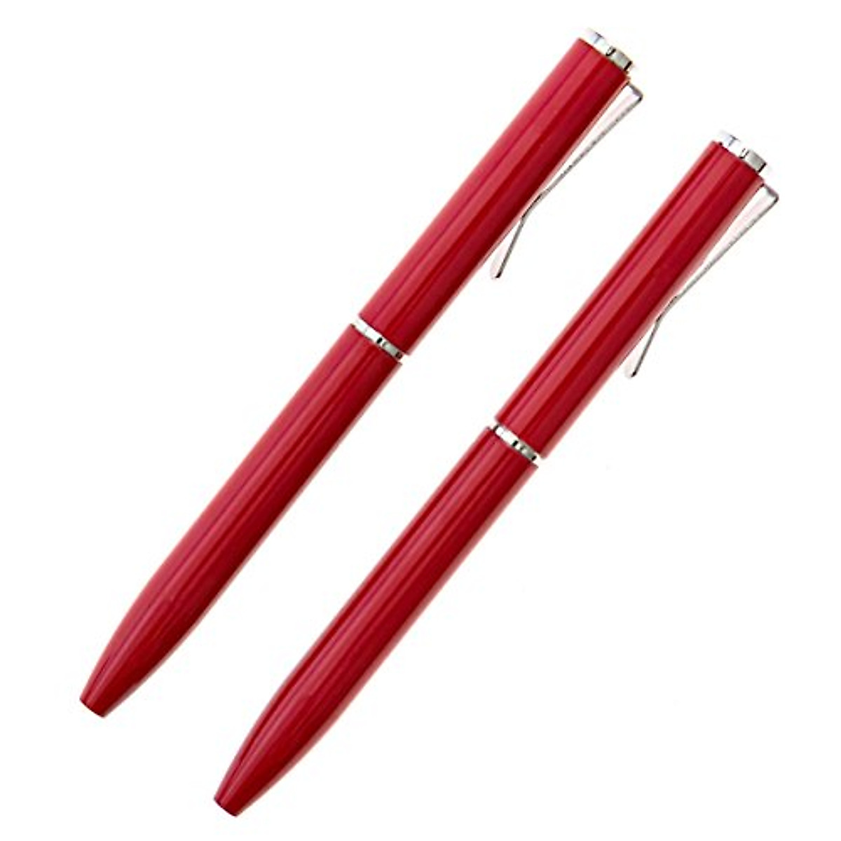 NarwhalCo Set of 2 Red Small Pens (3.35") with Black Ink for Pocket, Wallet, Planner, Purse or Passport