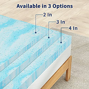 IULULU Queen 3 Inch Gel Memory Foam Mattress Topper, CertiPUR-US Certified, Blue