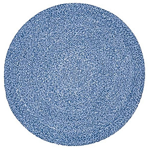 SAFAVIEH Braided Collection 8' Round Blue BRD800M Handmade Country Cottage Reversible Entryway Foyer Living Room Bedroom Kitchen Area Rug