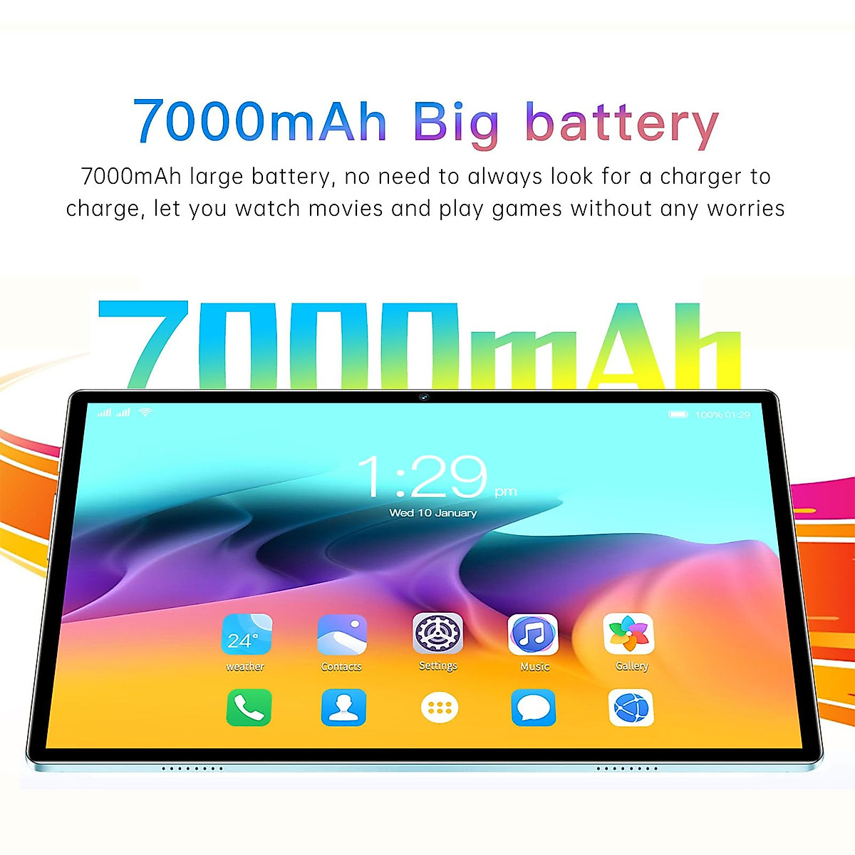 EBTOOLS 2 in 1 Tablet, 10.1 Inch FHD Screen, Clear Dual Speaker, 16MP HD Rear Camera, 8GB 256GB 8 Core CPU, Surround Sound Quality Tablet with Keyboard 100‑240V (US Plug)