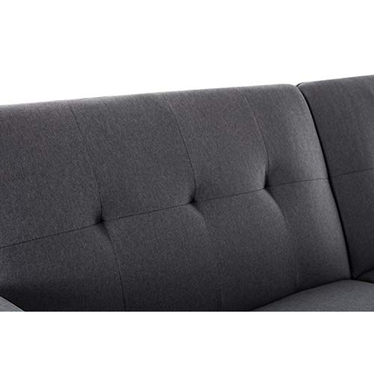 Sofa Futon Premium Linen Upholstery Sofa Can Convertible Into A Bed, Sofa Bed Upholstery with Wooden Legs, Fabric Living Room Sofa Contemporary Plush Sleeper Sofa with Padded Cushions (Grey)