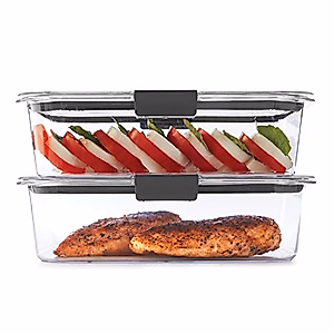 Rubbermaid Brilliance Storage 44-Piece Plastic Lids, Clear & Leak-Proof Brilliance Food Storage Set | 9.6 Cup Plastic Containers with Lids | Microwave and Dishwasher Safe, 2-Pack, Clear