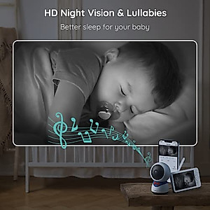 BOIFUN 5" Video Baby Monitor, 1080P Baby Monitor Via App and Screen Control, Record & Playback, Temper & Humidity Sensor, Night Vision, 2-Way Audio, Cry & Motion Detection, with Wall Mount Base