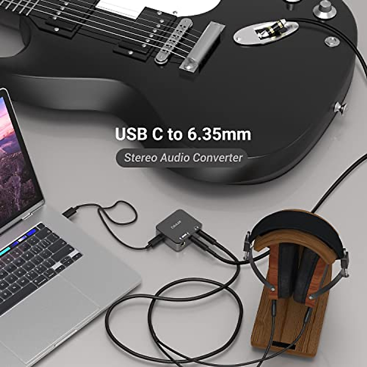 Cubilux USB C to Guitar Adapter, Type C to Bass Guitar/Keyboard/Digital Piano Converter Compatible with iPhone 15+/15 Pro Max, iPad Pro/Air 5 4, Samsung S24/S23/S22/S21, Tab S8/S7/S6, Pixel 8/7/6 Pro