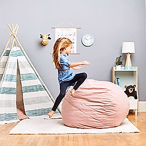 Big Joe Fuf Medium Foam Filled Bean Bag Chair with Removable Cover, Desert Rose Lenox, 3ft Big