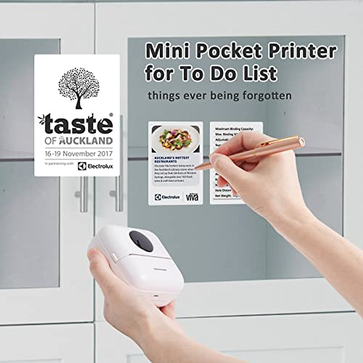 TIANSE Mini Sticker Printer, Bluetooth Label Maker Thermal Inkless Label Printer for Journal, Notes, Memo, Photo, Label Compatible with iOS&Android
