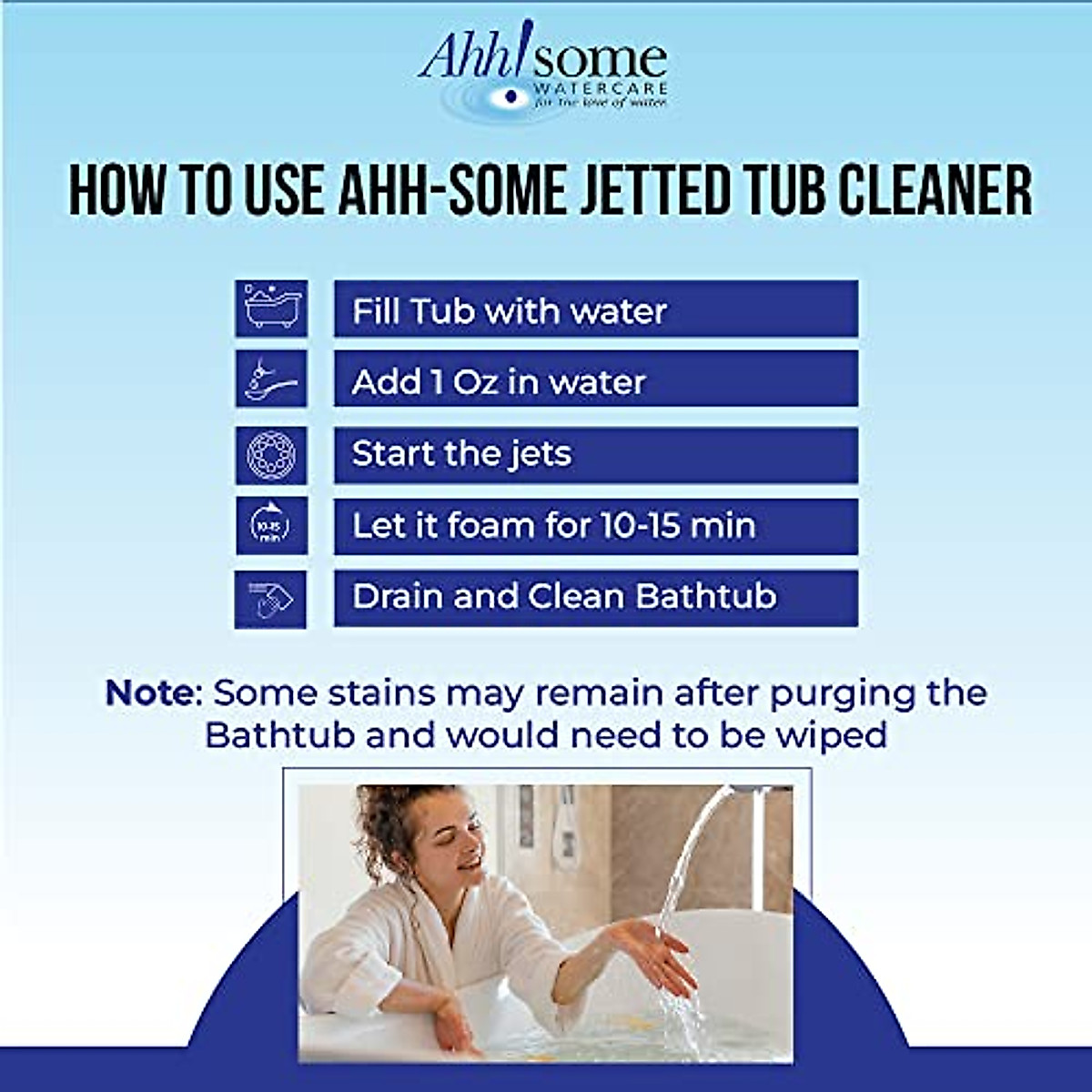 Ahh-Some Jetted Tub Cleaner for Bathtubs, Whirlpools, Jacuzzis, Spa Flush, America's Most Effective Septic Safe Jetted Tub System Cleaner for Jets and Tubes. 16 Cleanings in a Single Bottle