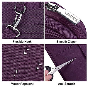 LANDICI Laptop Bag Case 17 17.3 inch for Women, Waterproof Computer Sleeve Cover Compatible with MacBook 17, 17-18 inch HP Acer Dell Lenovo ASUS Laptop, Slim Briefcase with Shoulder Strap, Purple