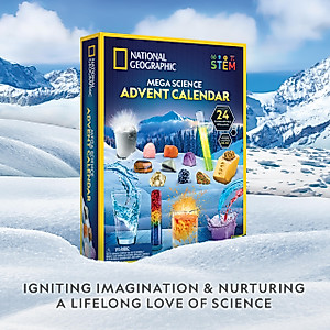 NATIONAL GEOGRAPHIC Science Kit & Rock Collection Advent Calendar 2024 – Jumbo Advent Calendar with 24 Days of Science Experiments, Gemstones & More for Kids, STEM Projects for Kids Ages 8-12