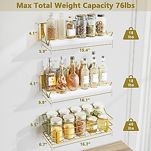 Love-KANKEI Floating Shelves Wall Mounted, Bathroom Shelves Over Toilet with Towel Bar,Wall Shelves with Storage Wire Basket, Wood Shelves for Bedroom Kitchen Living Room Books, Set of 3, White