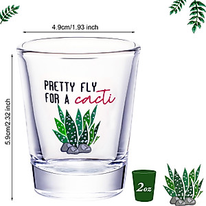 4 Pieces Plant Succulent Cactus Shot Glasses Plant Lover Wine Glass Succulent Cactus Present Mug Christmas Funny Clear Mug Glass for Women Girls, 4 Styles