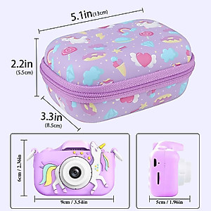 Leayjeen Kids Camera Case Compatible with Goopow/Dwfit/Slothcloud/Colofree/KIZJORYA Kids Camera Toys and Children Digital Video Camera,Best Easter Birthday Festival Gift-Purple Unicorn(Case Only)