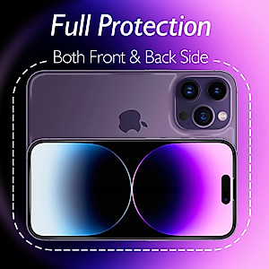 Shacoryze Front and Back Screen Protector for iPhone 14 Pro Max, Back Tempered Glass Front and Rear Glass Protector Premium HD Clarity Anti-Fingerprint/Scratch for 14 Pro Max (6.7 inch)