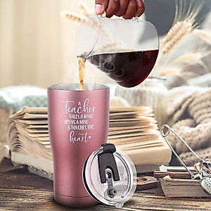 AAtlonia Teacher Gifts, Teacher Tumbler-A Teacher Takes a Hand, Opens a Mind & Touches The Heart- Teacher Mug Appreciation Gifts, Teacher Retirement Gifts for Women, Teacher Cup (Rose Gold, 20OZ)