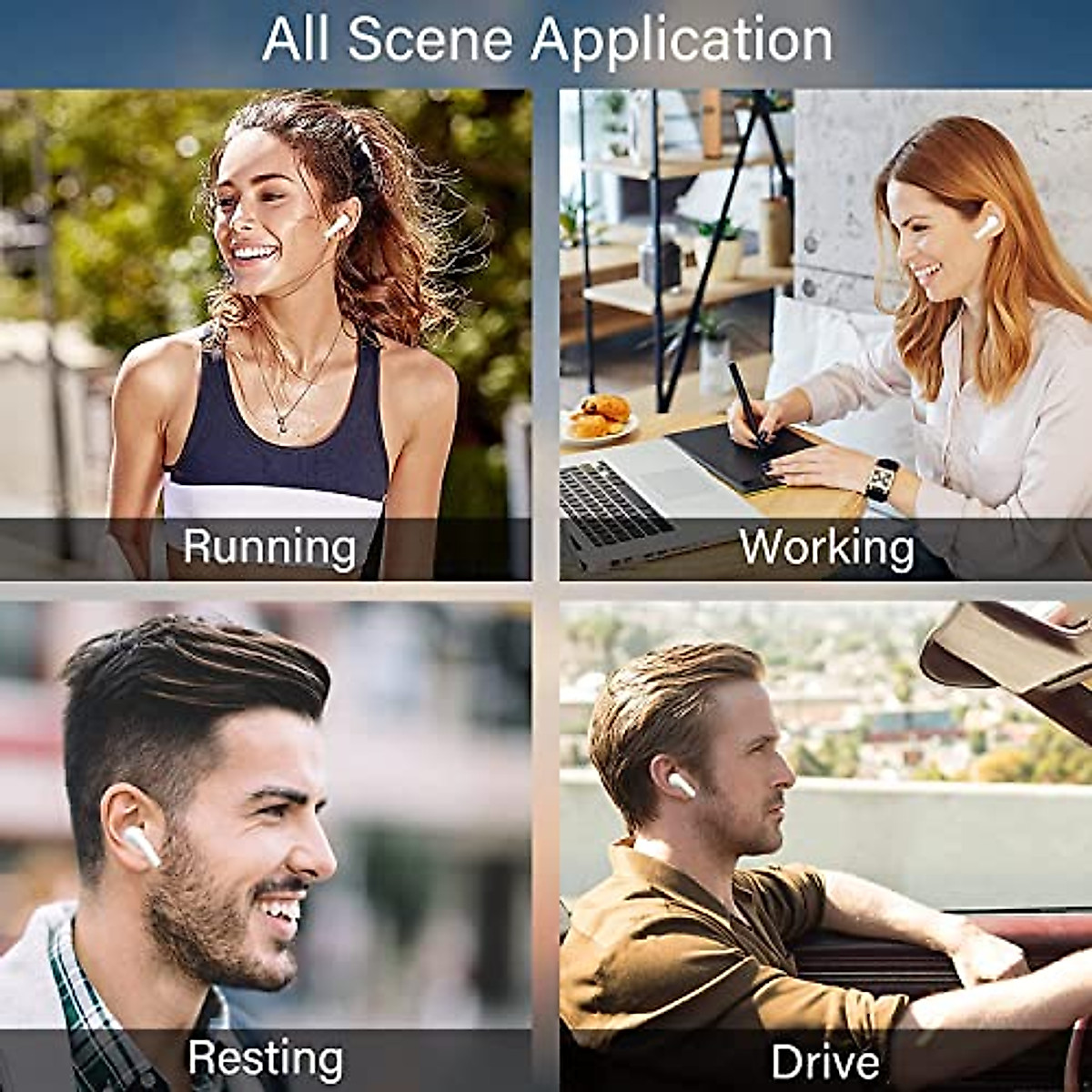 Wireless Headphones, Wireless Earbuds Bluetooth 5.2 Headphones 3D HiFi Stereo Headphones Noise Cancellation in-Ear Built-in Mic with Charging Case, Earphones for iPhone/Samsung/airpod case/Android/iOS