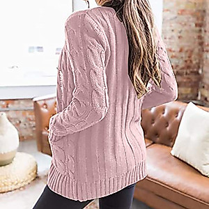 Coupons for Prime Amazon Members Women's Cardigan Chunky Open Front Button Sweaters with Pockets Loose Slouchy Oversized Fall Outerwear Coat Chunky Cardigan Women Pink 2X