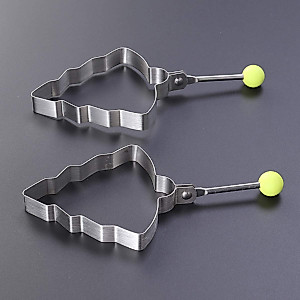 DOITOOL 2 Pcs Stainless Steel Omelette Egg Frying Mold Fried Egg Shaper Pancake Mould DIY Kitchen Cooking Tools (Christmas Tree) Christmas Supplies