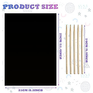 Gersoniel 25 Pieces Scratch Paper Art Set Craft Kits Scratch Off Paper Black Coated Scratchboard Black Scratch Paper with Wooden Stylus for Valentine's Day Gifts Birthday Party Supplies