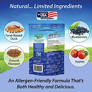 Emerald Pet Little Duckies Crunchy Natural Roasted Duck Dog Treats, Made in USA