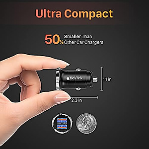 Bestrix Car Charger, Dual Port USB Quick Charge 4.0, 5A/30W Fast Charging, Car USB Charger Adapter, Compatible with Any iPhone/iPad/Samsung Galaxy S10 S9 S8 S7 S6 Note LG Nexus