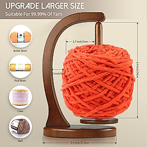 Wooden Yarn Holder for Crocheting, Upgrade Larger Size & Magnetic, Rotating Pendulum Yarn Ball Dispenser Stand, Yarn Spinner as Surprise Gift for Knitting Lovers (Walnut)