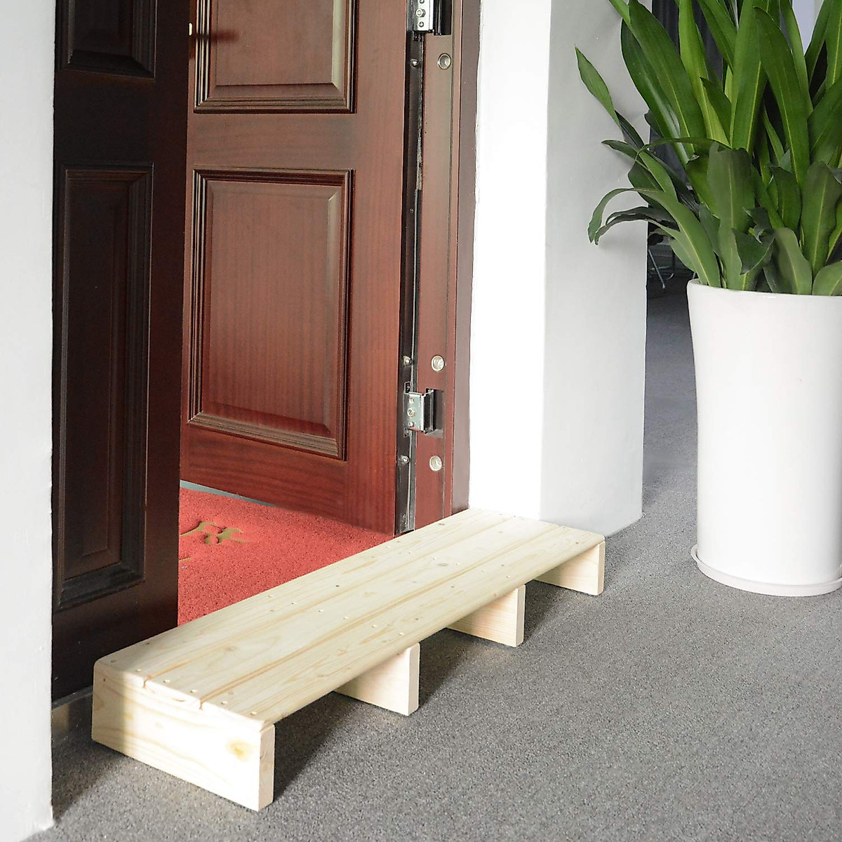 MYOYAY Wooden Bedside Step Stool Solid Wood Step Stool Indoor Outdoor Wooden Foot Stepper 40 x 12 x 4 inch