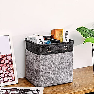 Fabric Cube Storage Bins 10.5" x 10.5" x 11", Clothes Storage Basket with Handle for Cube Organizer, Shelf, Closet, Nursery, Office, Laundry Room (Set of 6, Dark Grey)