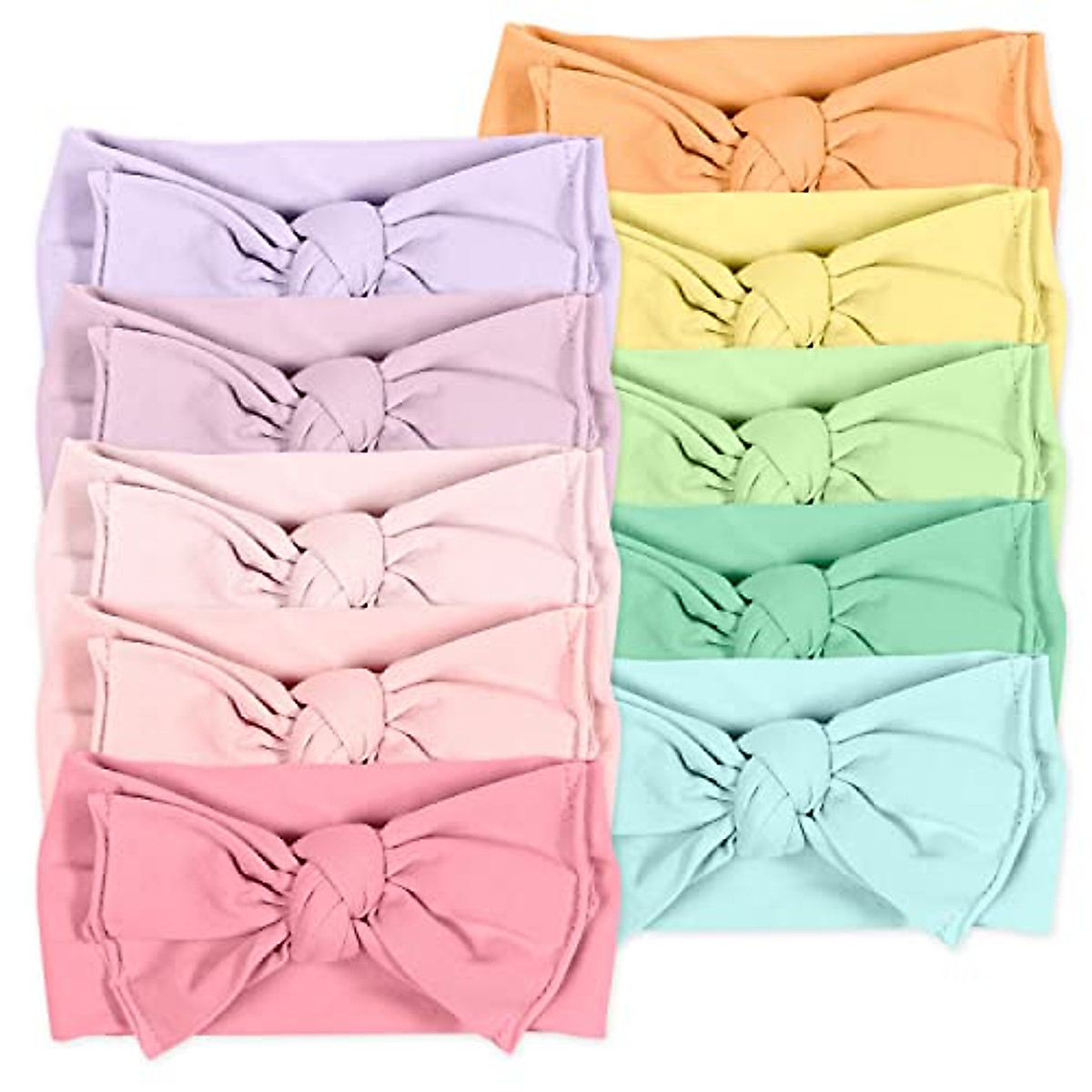 HonestBaby unisex baby Organic Cotton Headband Multi-packs Headwrap, 10-pack Rainbow Girl, One Size US